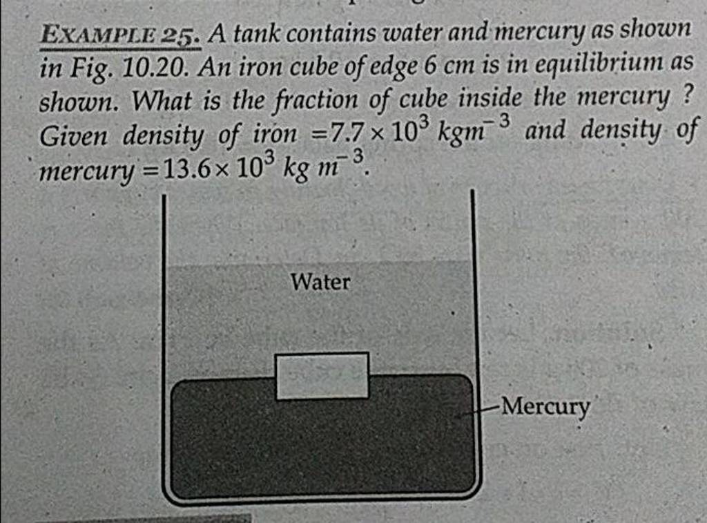 EXAMPLE 25. A tank contains water and mercury as shown in Fig. 10.20. An
