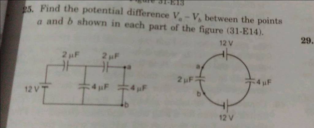 25. Find the potential difference Va −Vb between the points a and b show..