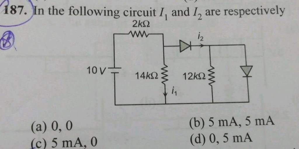 In the following circuit I1 and I2 are respectively | Filo In the following circuit I1 and I2 are respectively | Filo