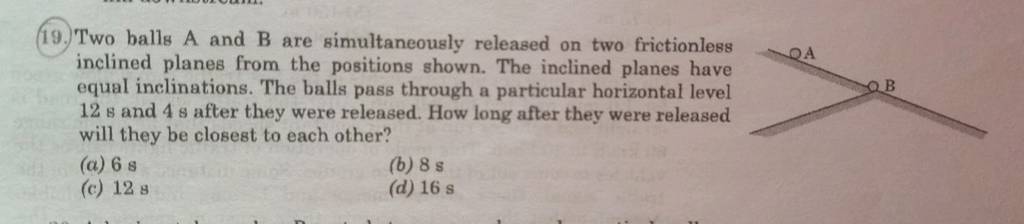 Two Balls A And B Are Simultaneously Released On Two Frictionless Incline 