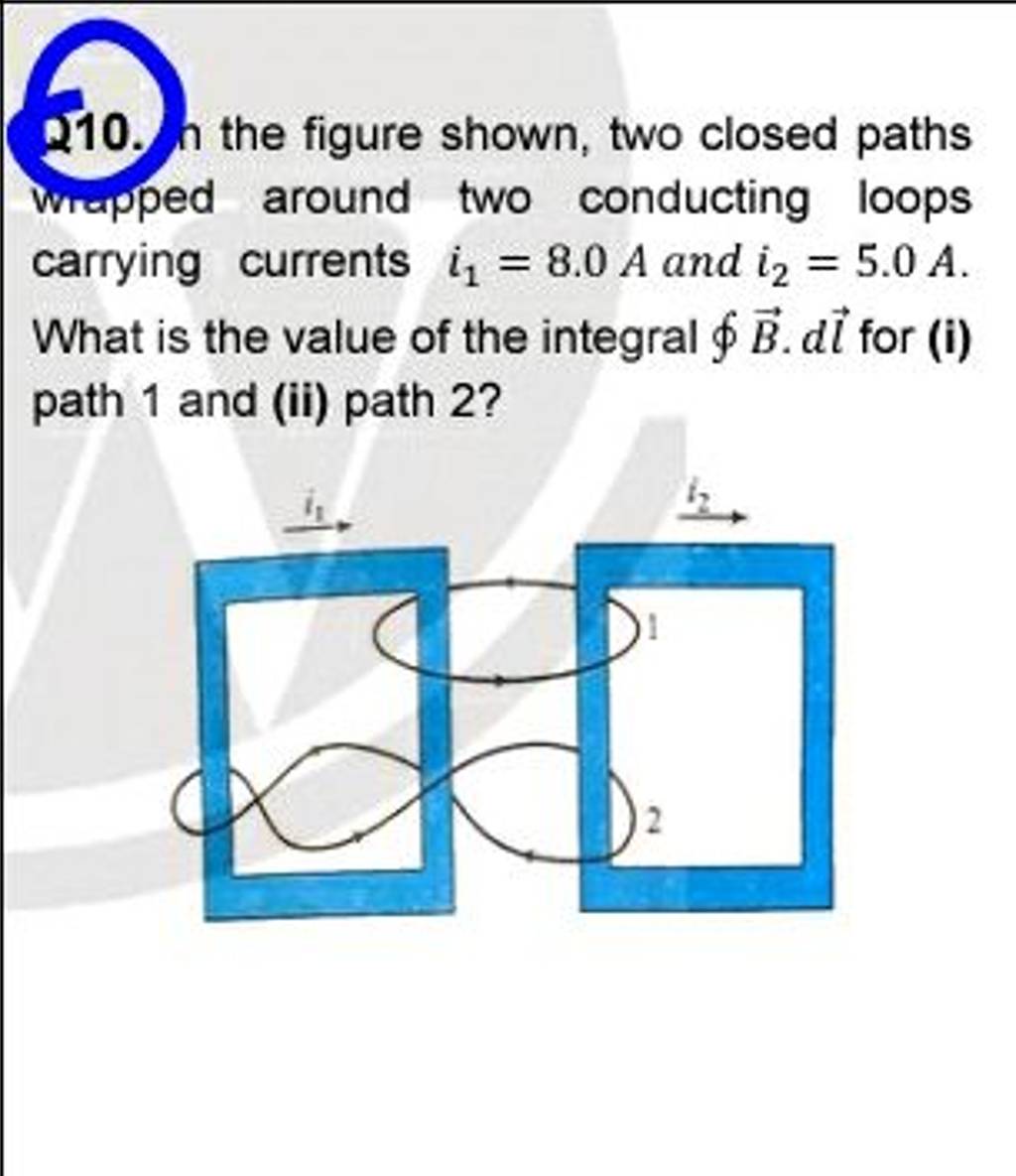 Q10 Th The Figure Shown Two Closed Paths Wrapped Around Two Conducting 
