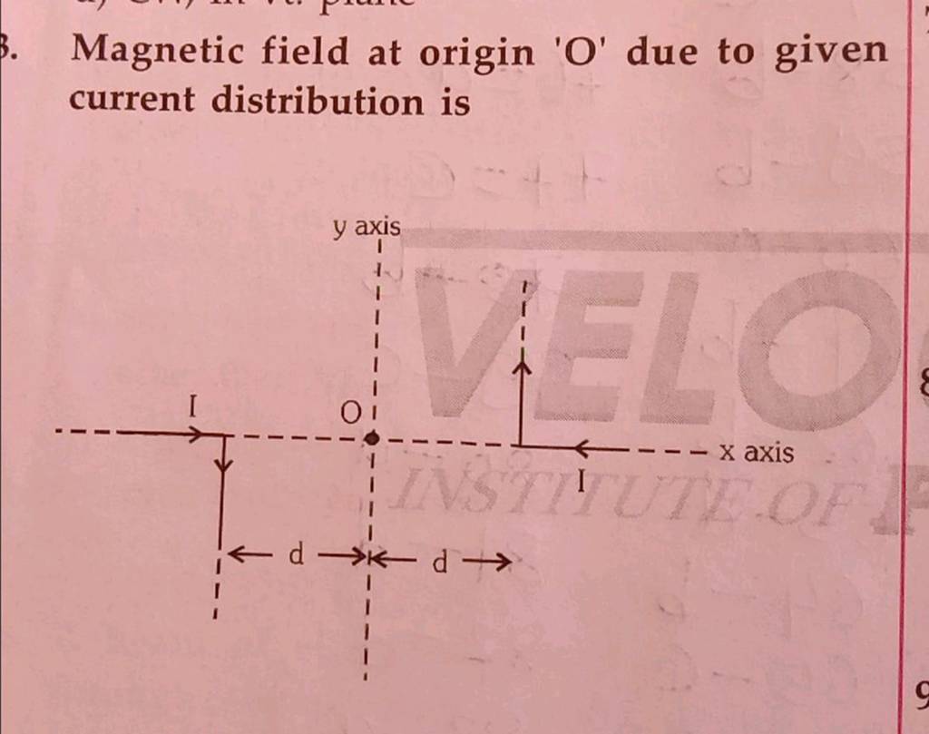 Magnetic field at origin O due to given current distribution is | Filo Magnetic field at origin O due to given current distribution is | Filo
