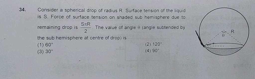 Consider a spherical drop of radius R. Surface tension of the liquid is S..