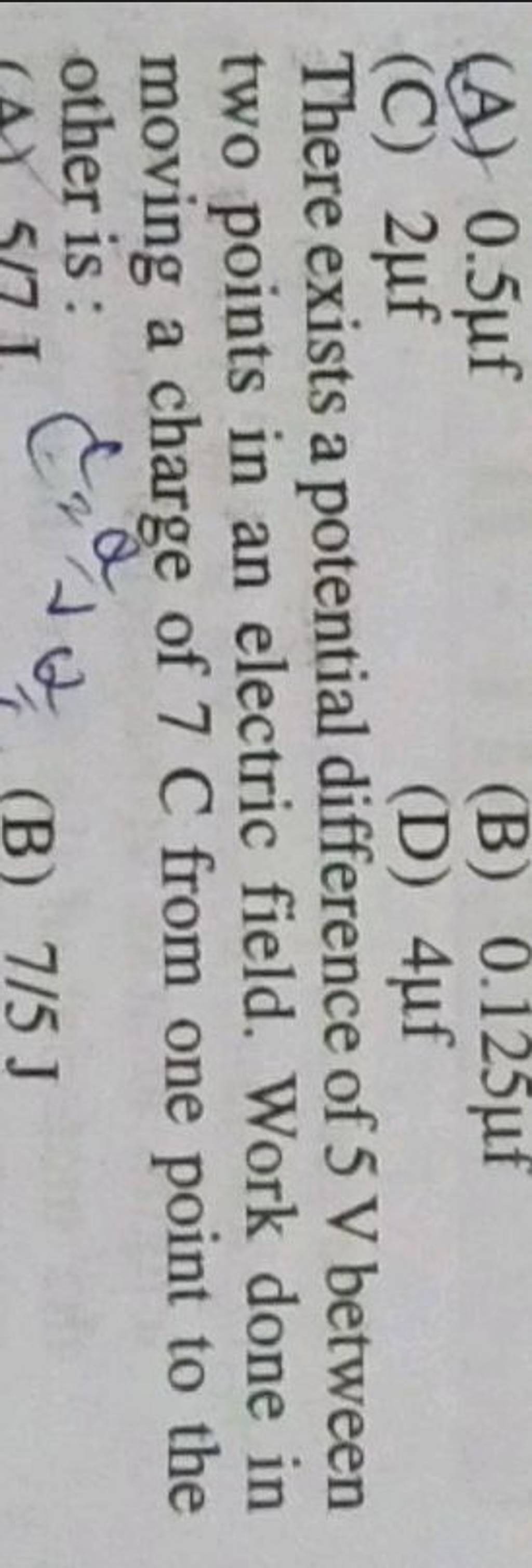 There Exists A Potential Difference Of 5mathrm V Between Two Points In An