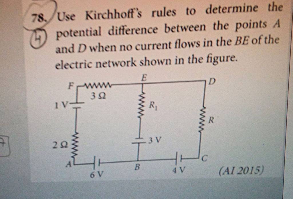 78 Use Kirchhoffs Rules To Determine The 4 Potential Difference Betwee