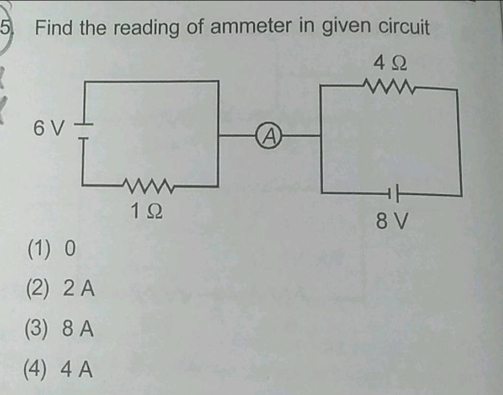 Find the reading of ammeter in given circuit | Filo
