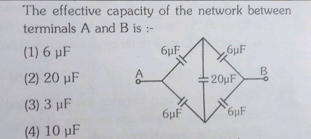 The effective capacity of the network between terminals A and B is