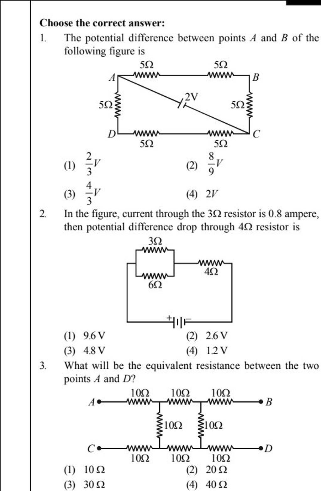 What will be the equivalent resistance between the two points A and D