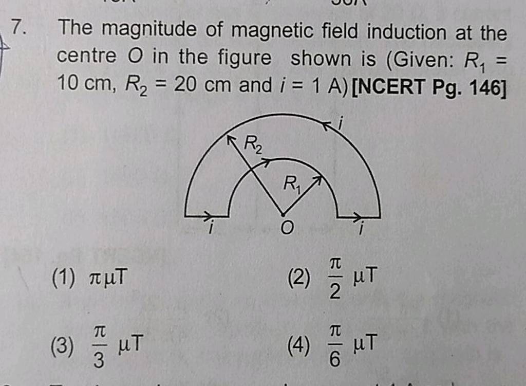 The magnitude of magnetic field induction at the centre O in the figure s..