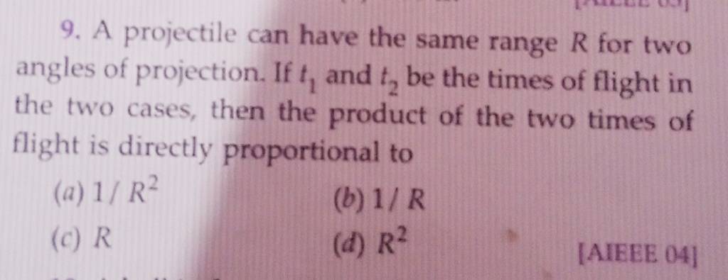 A projectile can have the same range R for two angles of projection. If t..