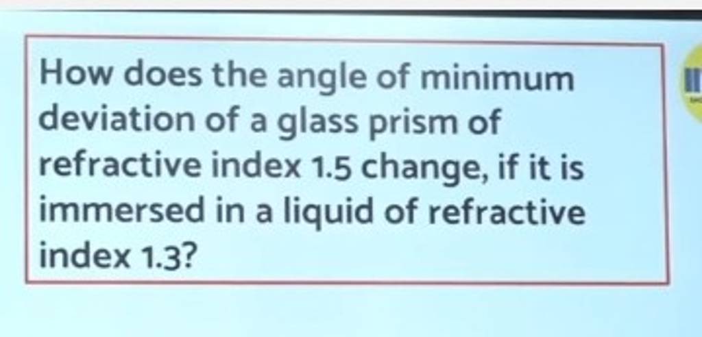 How does the angle of minimum deviation of a glass prism of refractive in..