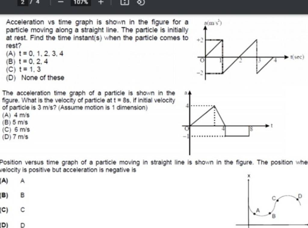 Position versus time graph of a particle moving in straight line is shown..