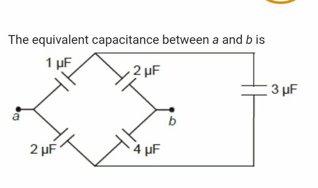 The equivalent capacitance between a and b is | Filo