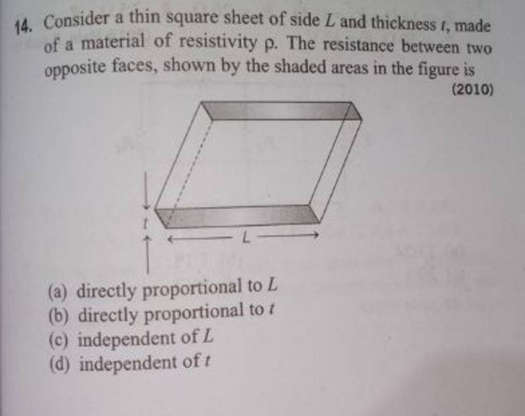 Consider a thin square sheet of side L and thickness t, made of a materia..
