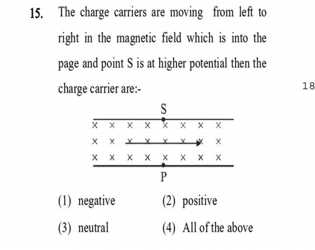 The charge carriers are moving from left to right in the magnetic field w..