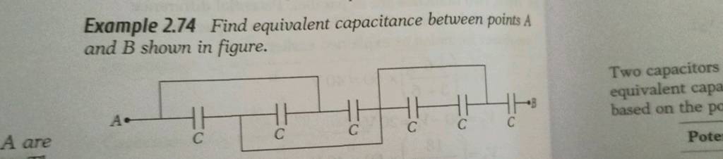 Example 2.74 Find equivalent capacitance between points A and B shown in Example 2.74 Find equivalent capacitance between points A and B shown in