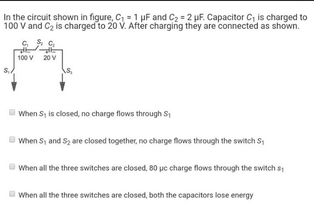 In the circuit shown in figure, C1 =1mumathrmF and C2 =2mumathrmF. Capaci..