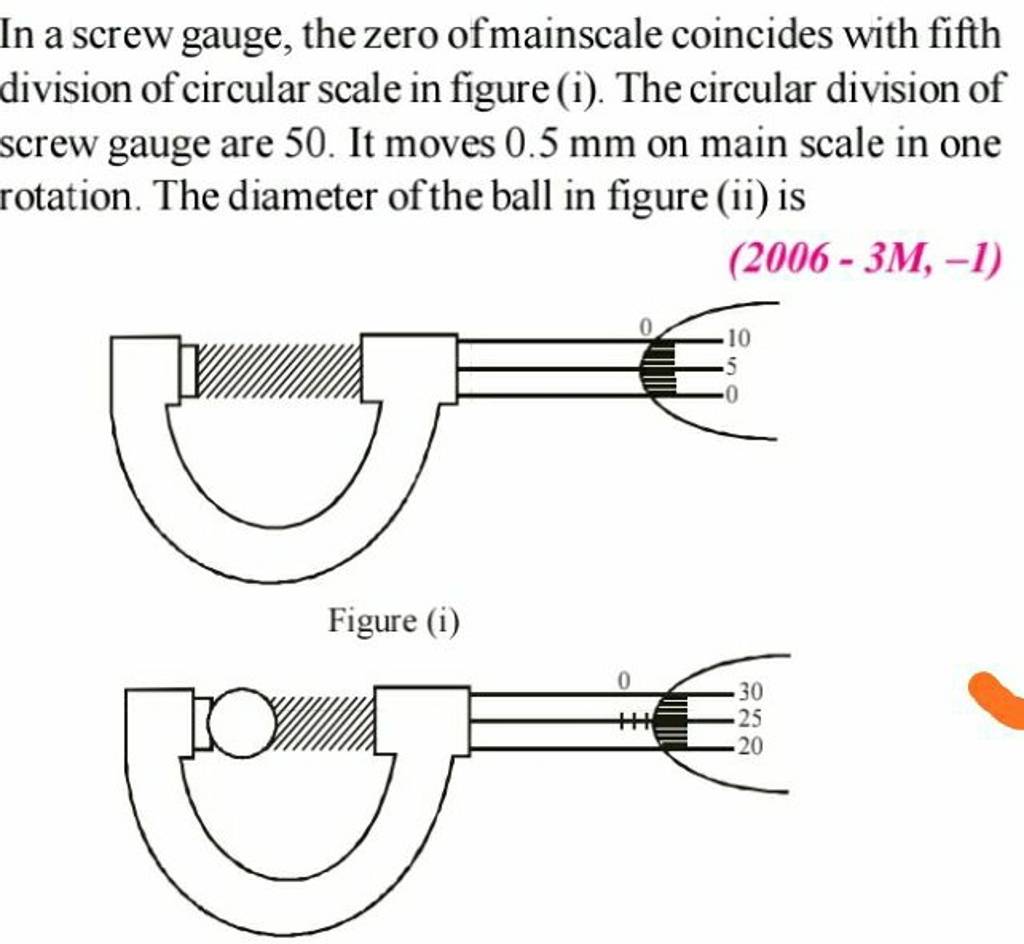 In a screw gauge, the zero of mainscale coincides with fifth division of