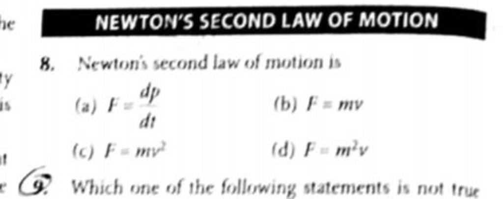 Newtons Second Law Equation
