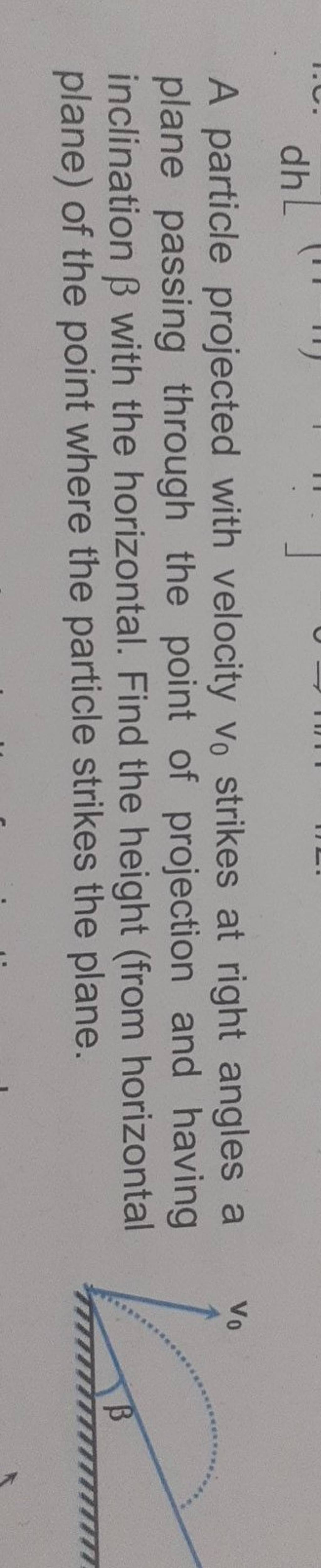 A particle projected with velocity v0 strikes at right angles a plane pa..