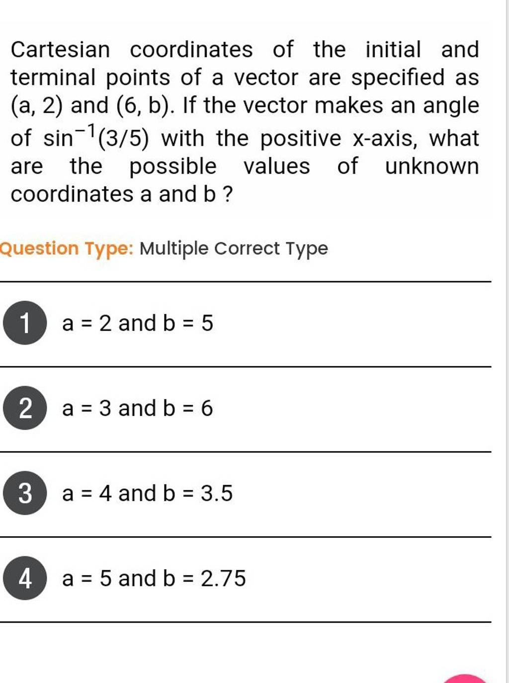 Cartesian Coordinates Of The Initial And Terminal Points Of A Vector Are 4844