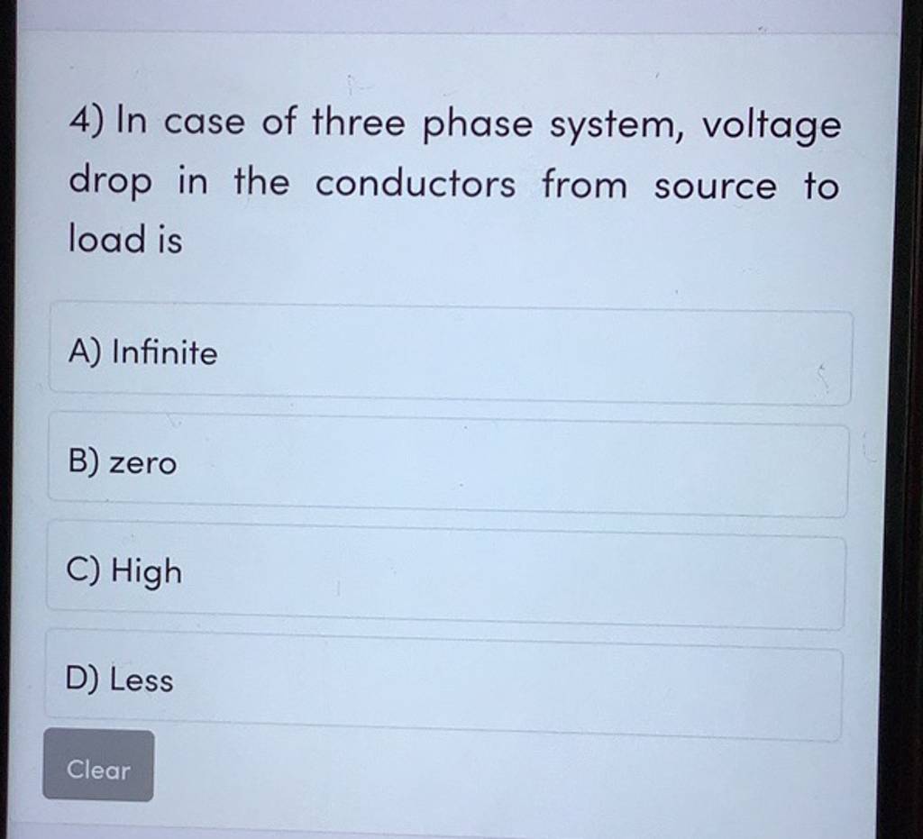 In case of three phase system, voltage drop in the conductors from sourc..