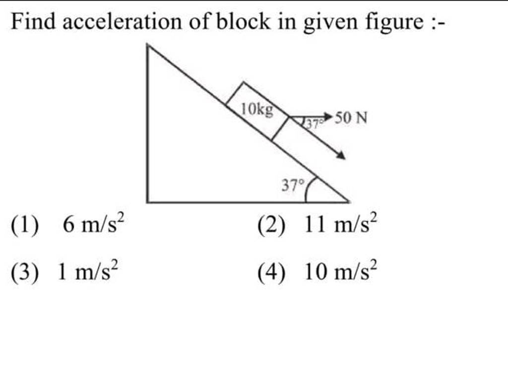Find acceleration of block in given figure :- | Filo Find acceleration of block in given figure :- | Filo