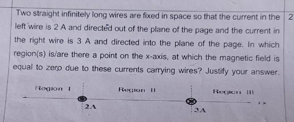 Two straight infinitely long wires are fixed in space so that the current..