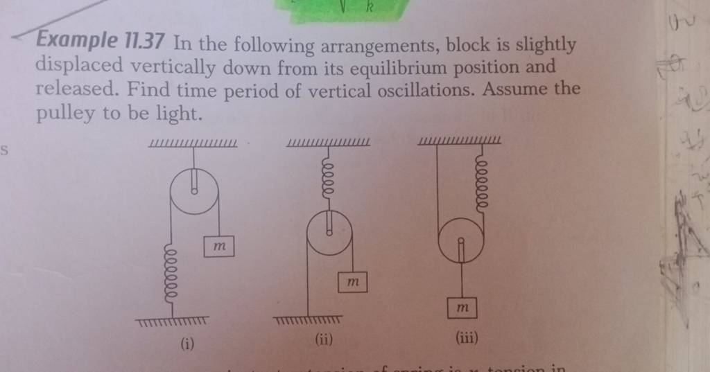 Example 11.37 In the following arrangements, block is slightly displaced