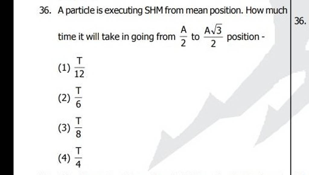 A particle is executing SHM from mean position. How much time it will tak..