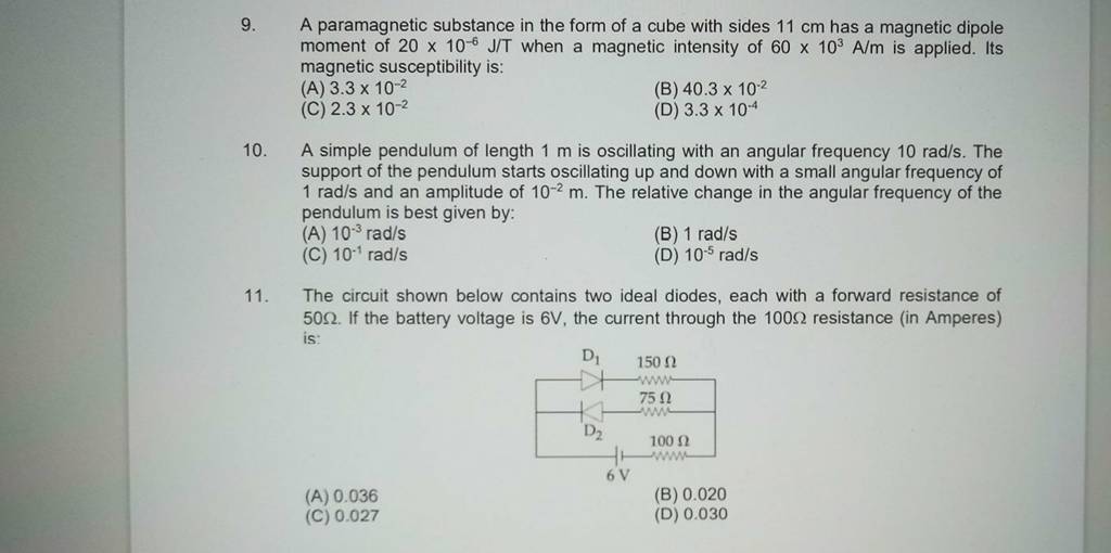The circuit shown below contains two ideal diodes, each with a forward re..