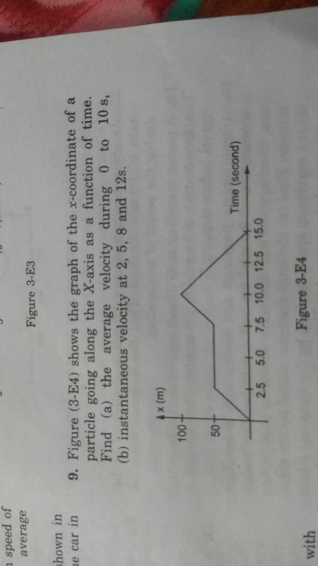 Figure 3-E3 9. Figure (3-E4) shows the graph of the x-coordinate of a par..