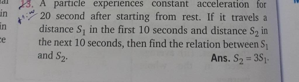 23 A Particle Experiences Constant Acceleration For 20 Second After Star