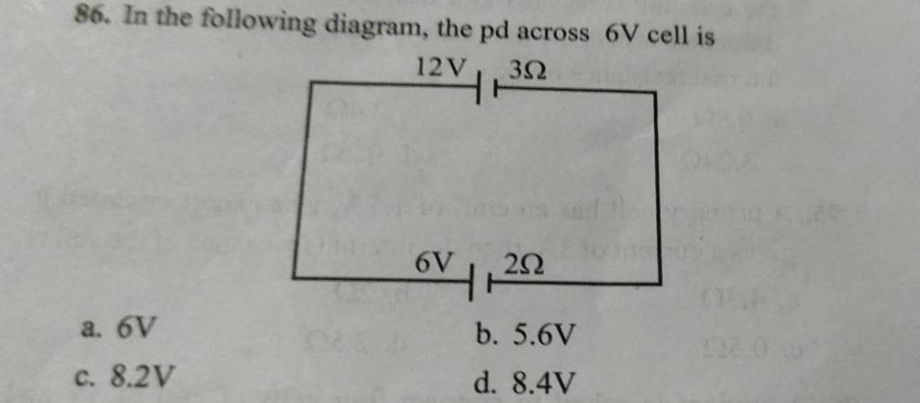 In The Following Diagram The Pd Across 6mathrm V Cell Is Filo