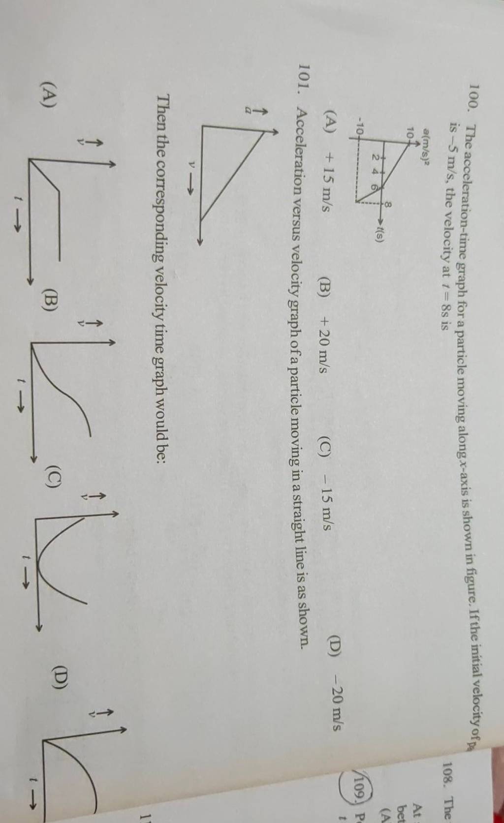 Acceleration versus velocity graph of a particle moving in a straight lin.. Acceleration versus velocity graph of a particle moving in a straight lin..