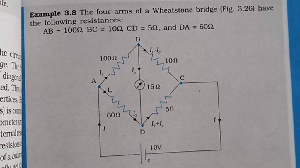 Example 3.8 The four arms of a Wheatstone bridge (Fig. 3.26) have the fol..