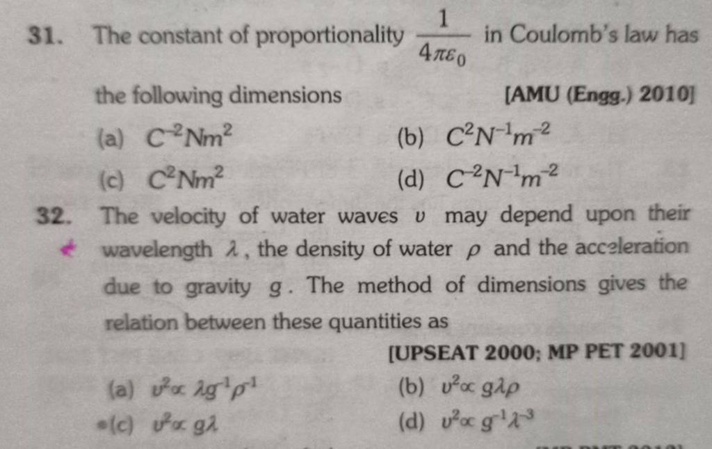 The constant of proportionality frac14pivarepsilon0 in Coulombs law has