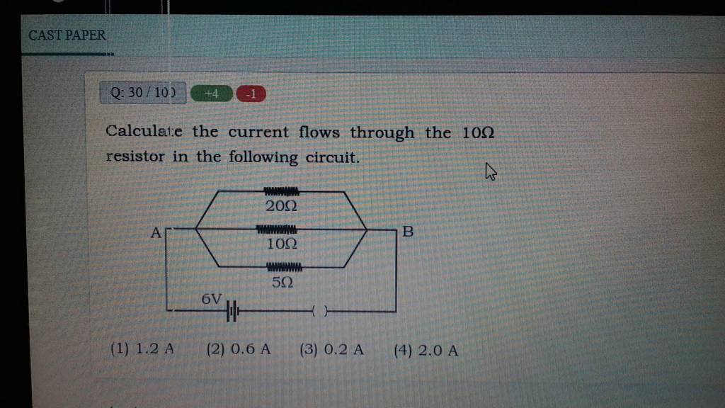 CAST PAPER Calculate the current flows through the 10Omega resistor in th..