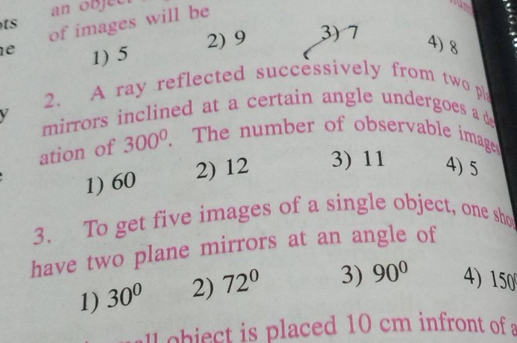 A ray reflected successively from two mirrors inclined at a certain angle..