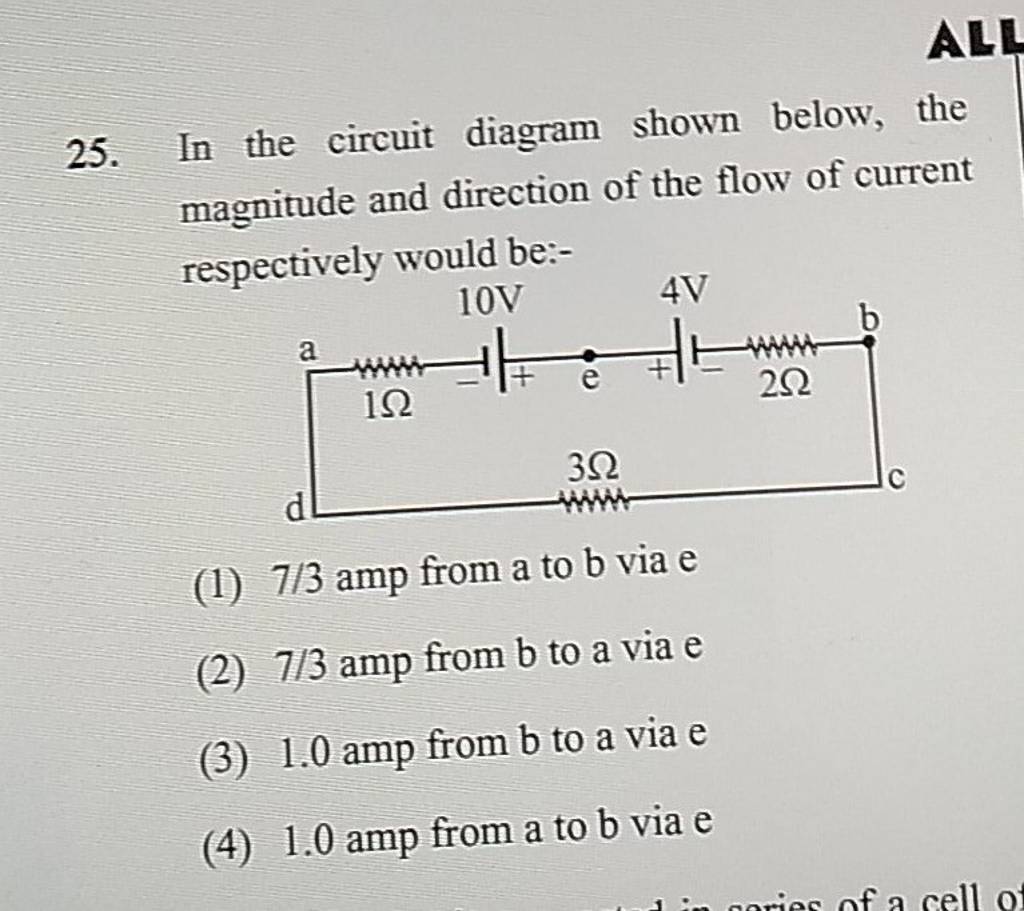 In the circuit diagram shown below, the magnitude and direction of the fl..