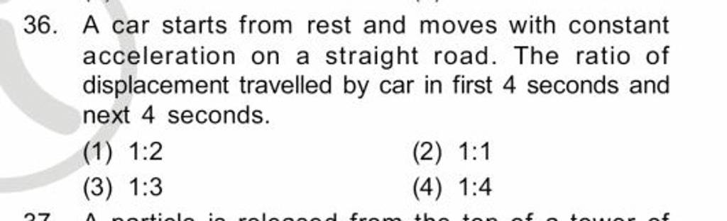 A Car Starts From Rest And Moves With Constant Acceleration On A Straight