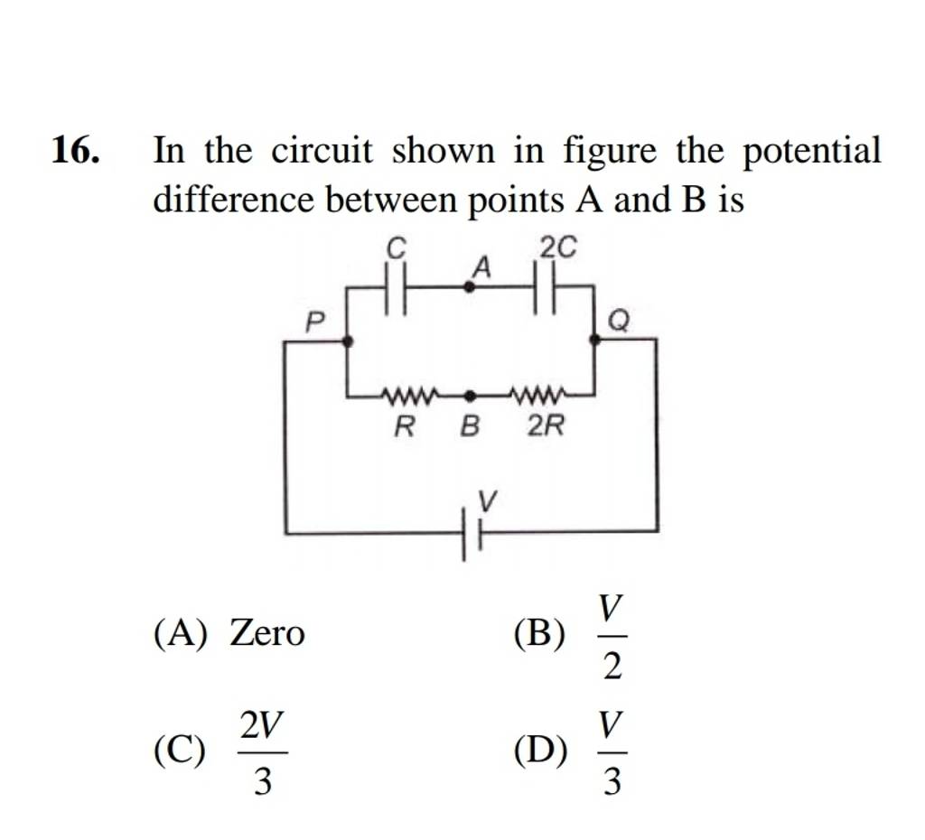 In the circuit shown in figure the potential difference between points A