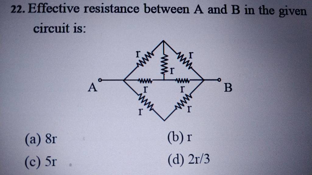 Effective Resistance Between A And B In The Given Circuit Is Filo