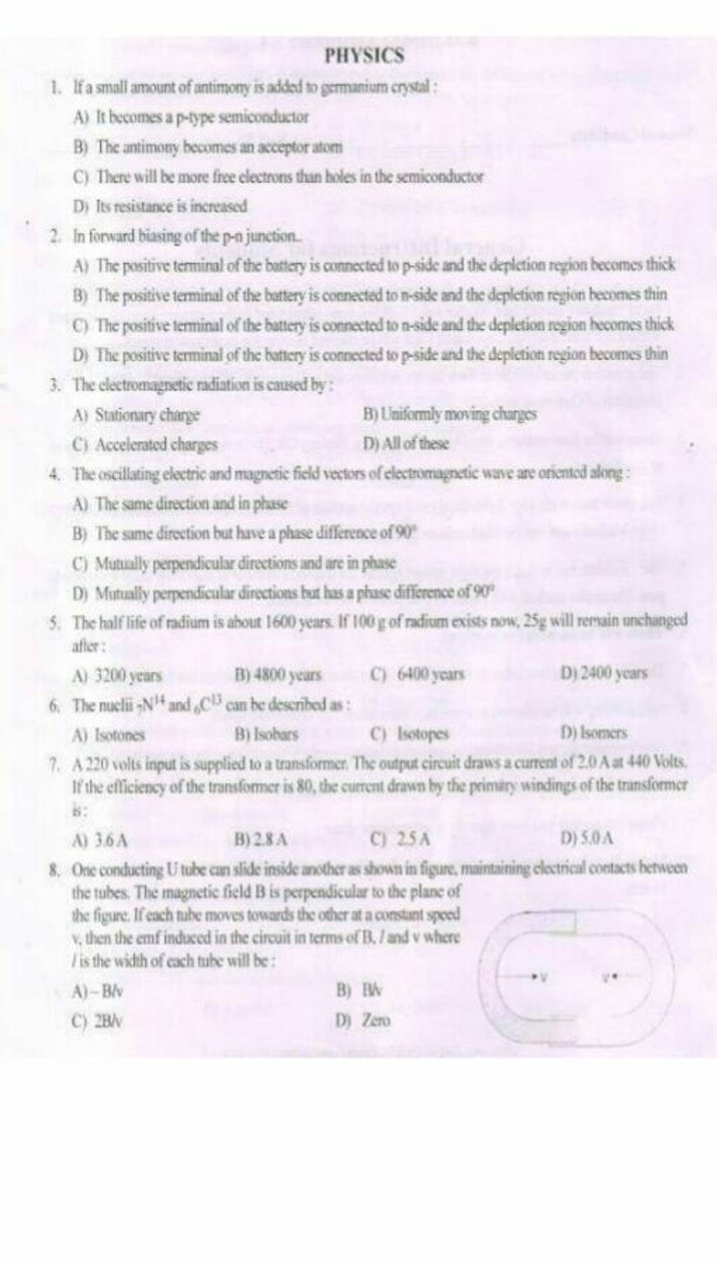 One conducting U tube can slide inside another as shoun in figure, mintai..