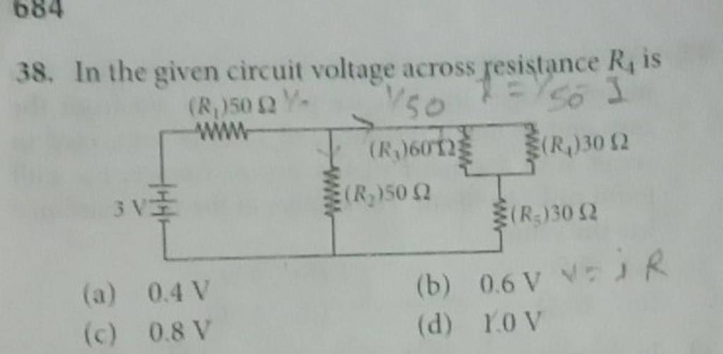 In the given circuit voltage across resistance R4 is | Filo In the given circuit voltage across resistance R4 is | Filo