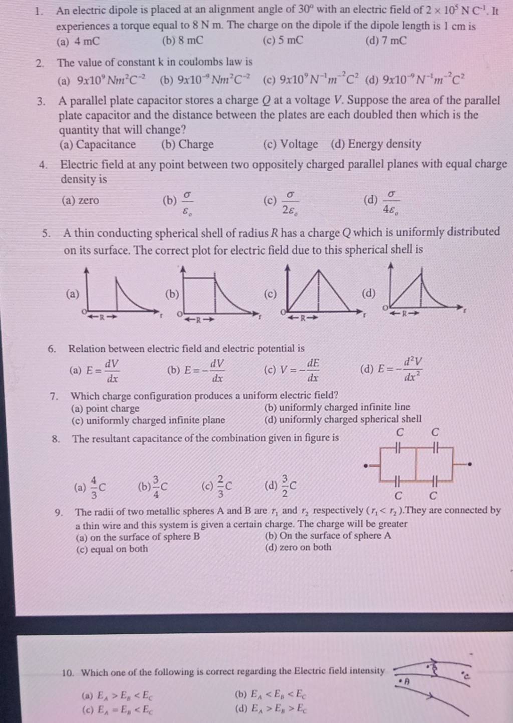Electric field at any point between two oppositely charged parallel plane..