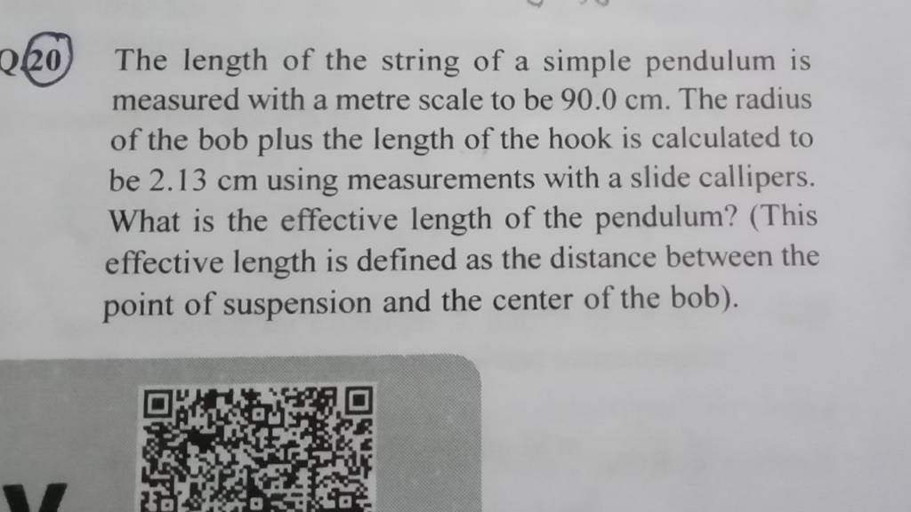 The length of the string of a simple pendulum is measured with a metre sc..