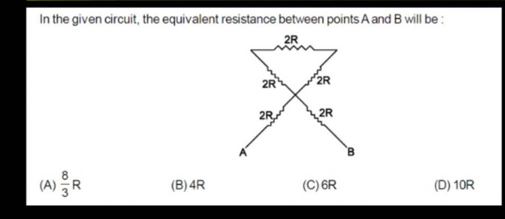 In The Given Circuit The Equivalent Resistance Between Points A And B Wi