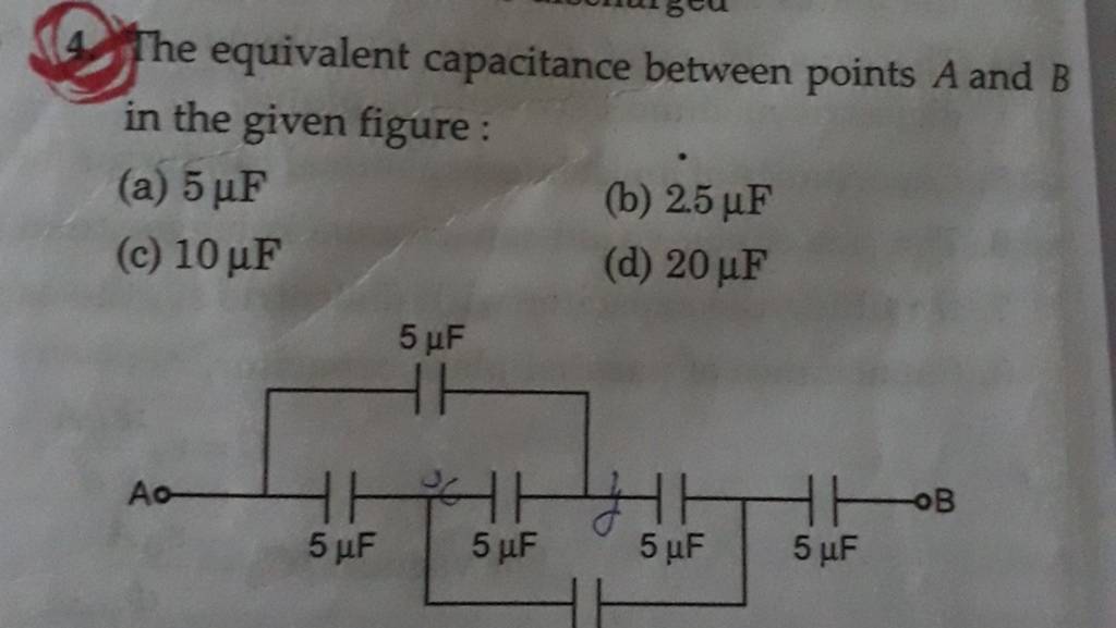The equivalent capacitance between points A and B in the given figure