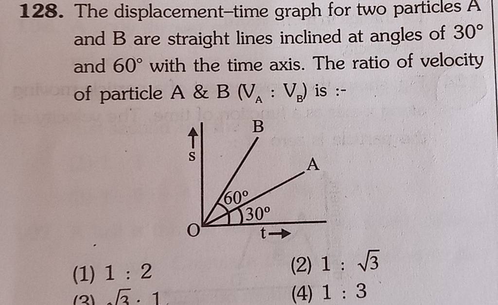 128. The displacement-time graph for two particles A and mathrmB are stra.. 128. The displacement-time graph for two particles A and mathrmB are stra..